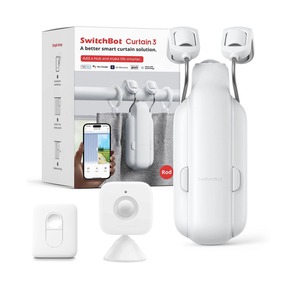 SwitchBot Curtain 3 Starter Kit (Curtain 3 Rod + Remote + Motion Senso